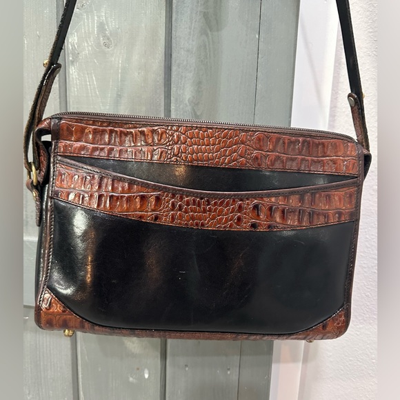 Brahmin | Bags | Brahmin Vintage Tuscan Black Brown Embossed Crocodile ...